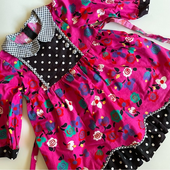 Vintage | Dresses | Vintage 9s Kawalla Dress 4t Pinkblack White Retro ...